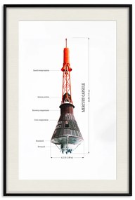 Plakát Kapsle Merkur - technický pohled na vesmírné plavidlo s měřítkem