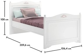 Rustikální bílá postel 100x200cm Ballerina - bílá