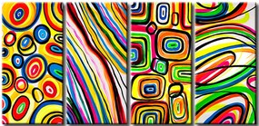 Obraz Iluze (4-dílný) - barevná abstrakce se vzory na bílém pozadí