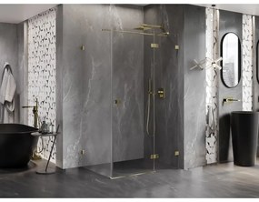 Mexen Lunar T, pravostranný výklopný sprchový kout 125 x 70 cm, 8mm čiré sklo, zlatý profil, 834T-125-070-50-00-P