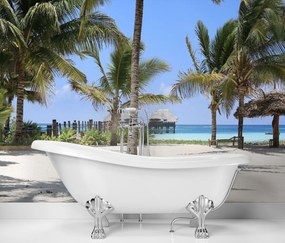 Fototapeta, Maledivy Palm Paradise Beach - 200x140 cm