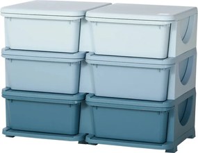 HOMCOM Dětská zásuvková skříňka (organizér) s úložnými boxy na hračky, modrá, 75 x 37 x 56,5 cm 311-053V00BU