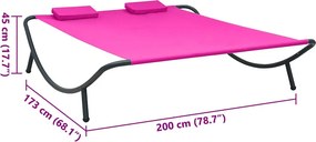 Zahradní lehátko textil růžové 313532