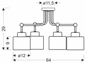 Přisazený lustr OLENA 4xE27/60W/230V černá