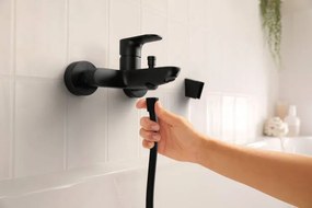 Hansgrohe Rebris S, nástěnná vanová baterie, černá matná, 72440670