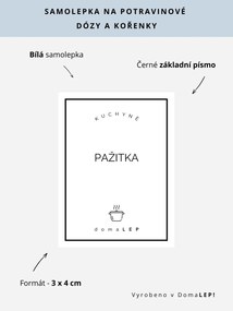 Samolepka na kořenky PAŽITKA bílá 3 × 4 cm základní písmo