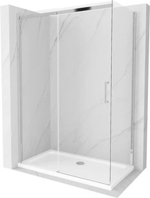 Mexen Omega sprchový kout s posuvnými dveřmi 140 x 70 cm, 8mm čiré sklo-chromový profil + sprchová vanička, 825-140-070-01-00-4010