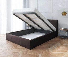 Čalouněná postel AMBER 160x200 Hnědá Trinity s úložným prostorem kovový rošt
