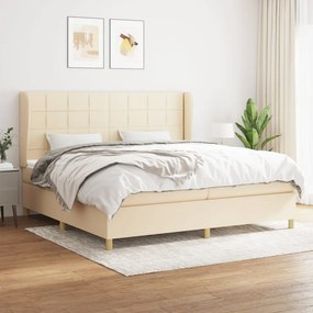 Box spring postel s matrací krémová 200x200 cm textil 3128554