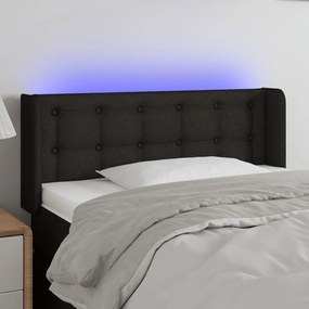 Čelo postele s LED černé 93 x 16 x 78/88 cm textil