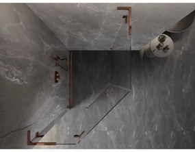 Mexen Lunar, L pětiúhelníkový sprchový kout naklápěcí doleva 80 x 100 cm, 8mm čiré sklo, profil růžové zlato, 831L-080L-100P-60-00-L