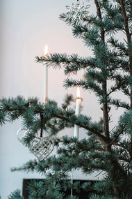 Ozdoba na vánoční stromek Karen Blixen kostkované srdce stříbrná