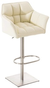 Barová židle Damas  E1 ~ koženka, nerezový rám - Krémová