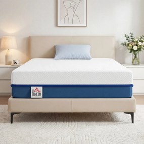 HOMCOM matrace 90x190 cm, jednolůžková matrace, paměťová pěna se zeleným čajem, snímatelný pratelný potah, střední tuhost