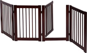 Costway Ochranná brána Čtyřdílná ochrana dveří pro psy Káva – 203 × 76 × 1,8 cm