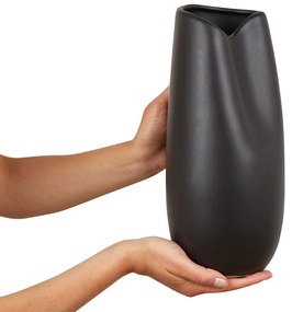 Kamenina Dekorativní váza 32 Černá DERBE Beliani