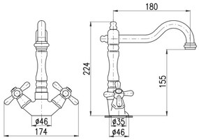 RAV Slezák MK121.0/8CMATSM - Umyvadlová baterie +výpusť MORAVA RETRO černá/mosaz