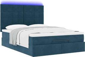 Osmanský rám postele s matracemi tmavě modrá 140x190cm samet 3314322