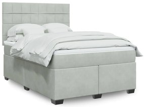 Box spring postel s matrací světle šedá 160x200 cm samet 3293254