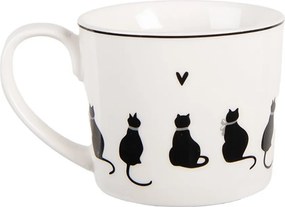 Bílý hrnek s kočkami a srdíčkem Dog&Cat - 12*8*7 cm / 275 ml