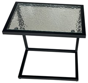 Zahradní stolek, černá ocel/tvrzené sklo, Tempo Kondela SELKO