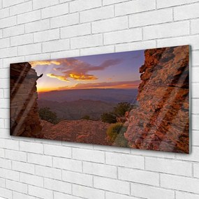 akrylový obraz Skála Mraky Nebe Krajina 120x60 cm
