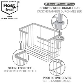 Koupelnová polička bez vrtání z nerezové oceli v leskle stříbrné barvě Valognes – Wenko