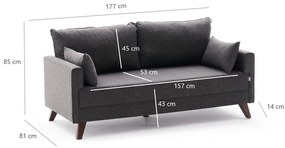 Atelier del Sofa 2-místná pohovka Bella Sofa For 2 Pr - Anthracite, Antracitová