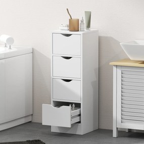 HOMCOM koupelnový nábytek, úložný prostor se 4 zásuvkami a úchopy, 29 x 83 cm, bílý