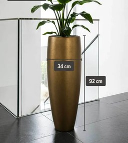 Luxusní květináč XELA, sklolaminát, horní průměr 34 cm x výška 92 cm, zlatá