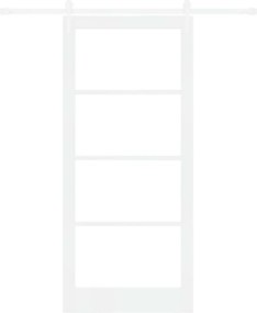 Posuvné dveře 93 x 211 cm Masivní borové dřevo a sklo Bílá 3332374