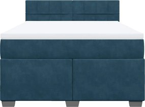 Box spring postel s matrací modrá 160 x 200 cm samet 3288658