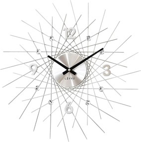 Designové paprskovité stříbrné hodiny LAVVU CRYSTAL Silver Lines LCT1050