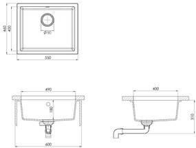 vidaXL Marketos Kuchyňský dřez s přepadem černý žula
