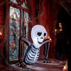 Outsunny Nafukovací Halloween kostlivec, vylézající ze země, s LED světly, strašidelná dekorace pro vnitřní i venkovní použití
