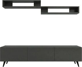 TV stolek MIYA 150 cm s nástěnnou policí, antracitový