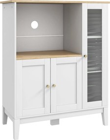 HOMCOM Mikrovlnková Skříň, Kuchyňská Skříňka, Buffet se 1 Niche a 3 Dveřmi, Systém Řízení Kabelů, pro Kuchyň, Jídelnu a Obývací Pokoj, 80 x 35 x 97 cm