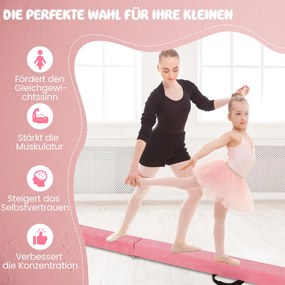 Costway 270 cm kladina dětská kladina skládací gymnastická kladina s – růžový