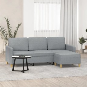 3místná pohovka s podnožkou světle šedá 180 cm textil 3201192