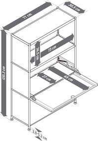 Tchibo - Kovová komoda »Cn3 Slim Line« se 2 přemístitelnými výklopnými dvířky - barva: bílá