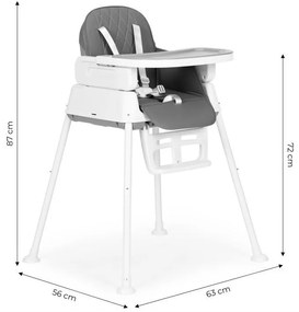 Skládací židle na krmení 3v1 šedá