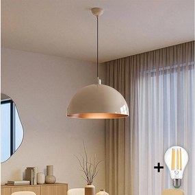 BRILAGI - LED Lustr na lanku METALO 1xE27/40W/230V pr. 40 cm béžová/měděná