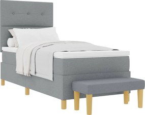 Postel s boxspringem s čelo Světle šedá 200 x 100 cm textil 3344275