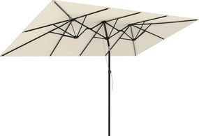 Slunečník Outsunny 150 x 295 cm dvojitý slunečník s nastavitelným úhlem sklonu, tržní slunečník na terasu z polyesteru v krémové barvě | Aosom.de