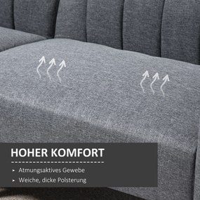 HOMCOM Rozkládací pohovka 2místná, rozkládací pohovka s funkcí spaní, polyester podobný lnu, kaučukové dřevo, šedá, 173x75x73cm| Aosom
