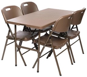 Zahradní set RATTAN - STŮL 122x60 PŮL + 4x ŽIDLE