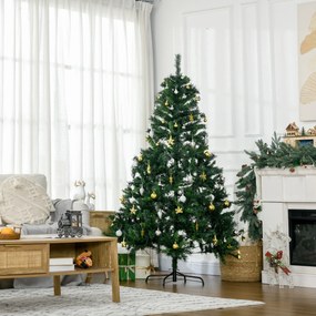 HOMCOM Umělý vánoční strom 180 cm umělý jedle s LED osvětlením, koulemi, vánoční strom s 745 hroty, vánoční dekorace včetně kovového stojanu pro vnit…