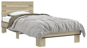 Rám postele dub sonoma 90 x 200 cm kompozitní dřevo a kov