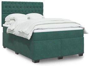 Box spring postel s matrací tmavě zelená 160x200 cm samet 3293263