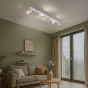 Stropní bodové světlo Top, bílé, 127 cm, 6-ramenné, kov, GU10